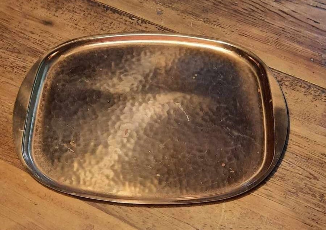 Hammered Copper Rectangular Platter, VTG Metal Service Tray, Shelf Wall Barware Decoration, Art ...