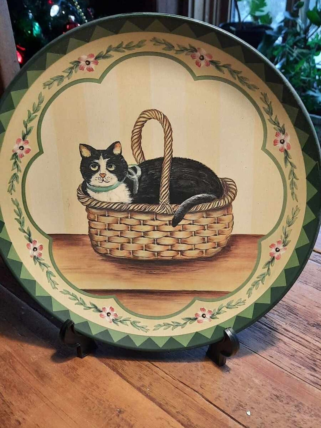 Vintage Hand-painted Black Cat Plate: Ceramic Wall Decor - Etsy