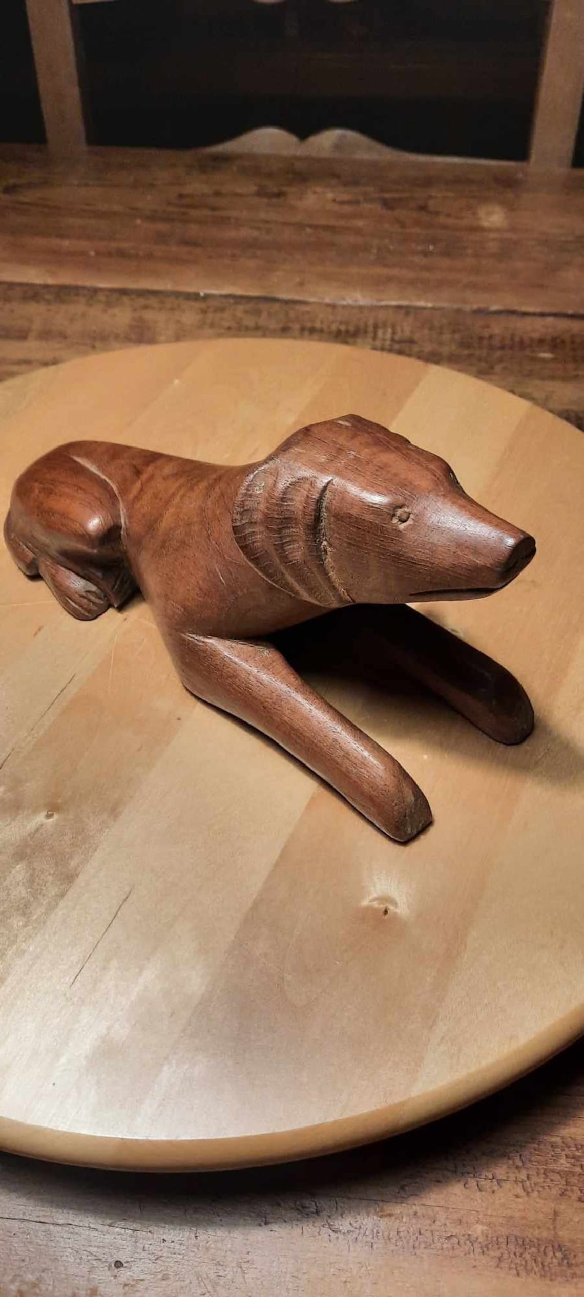 VTG Wood Carved Dog Sculpture, Minimalist Dog Figurine, MCM Home Decor ...