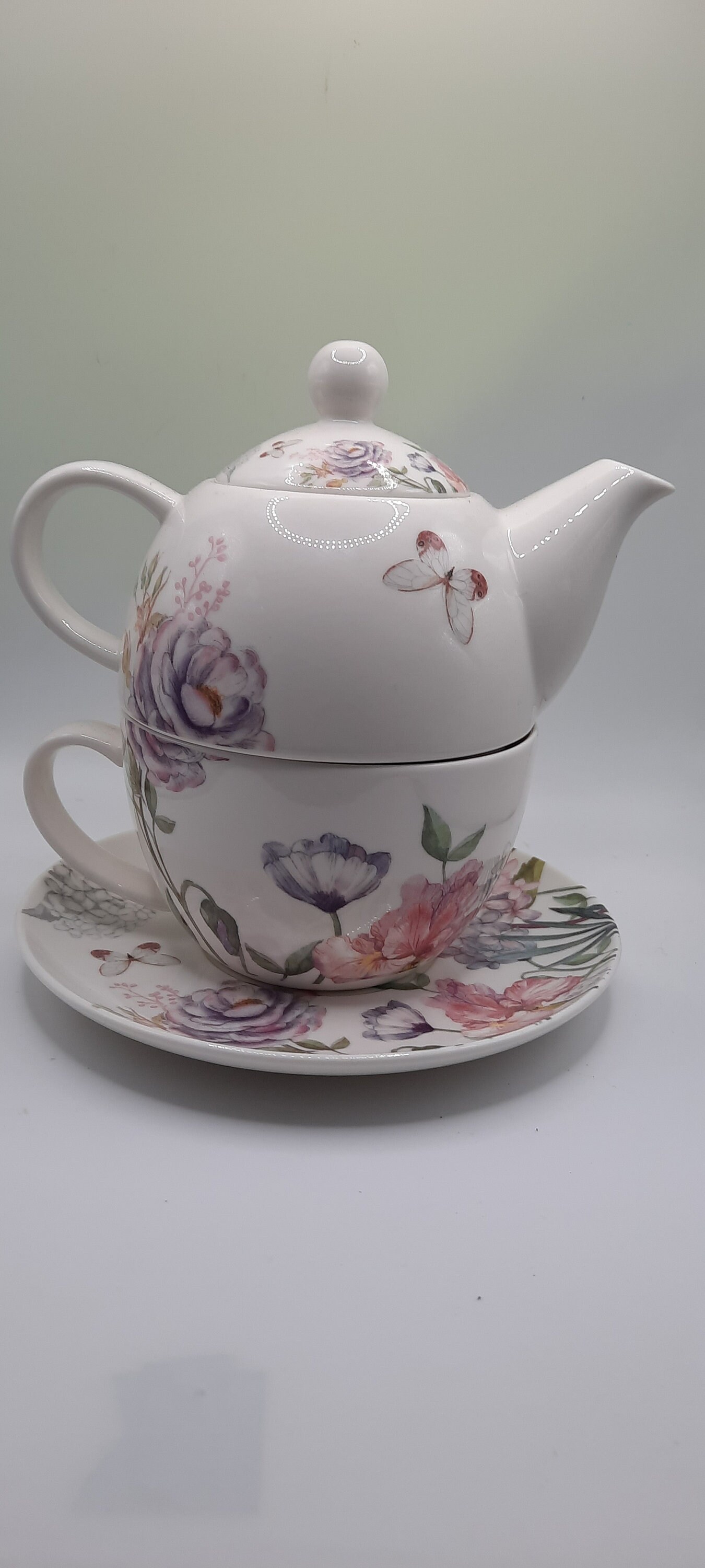 Stackable 4 Piece Porcelain or Fine China Tea for One Teapot With ...