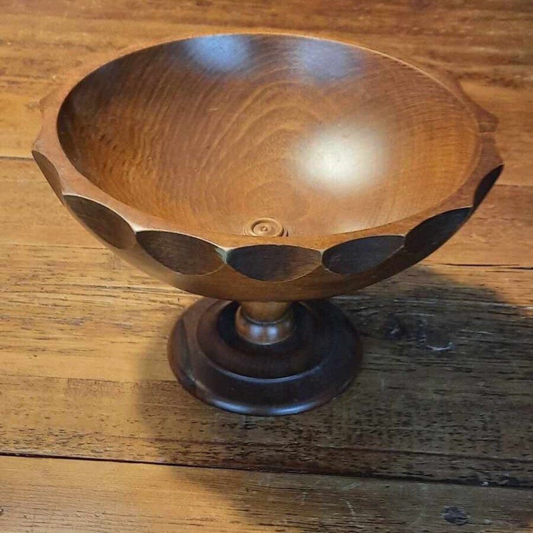 MCM Wood Carved Centerpiece Pedestal or Footed Fruit or Nut - Etsy
