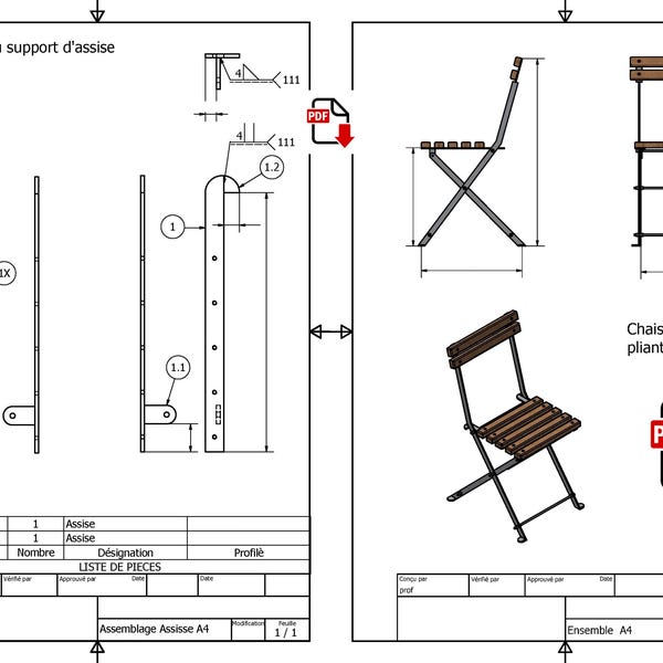 Plan for Making a DIY Folding Square Chair. DIY. Metal Structure With ...