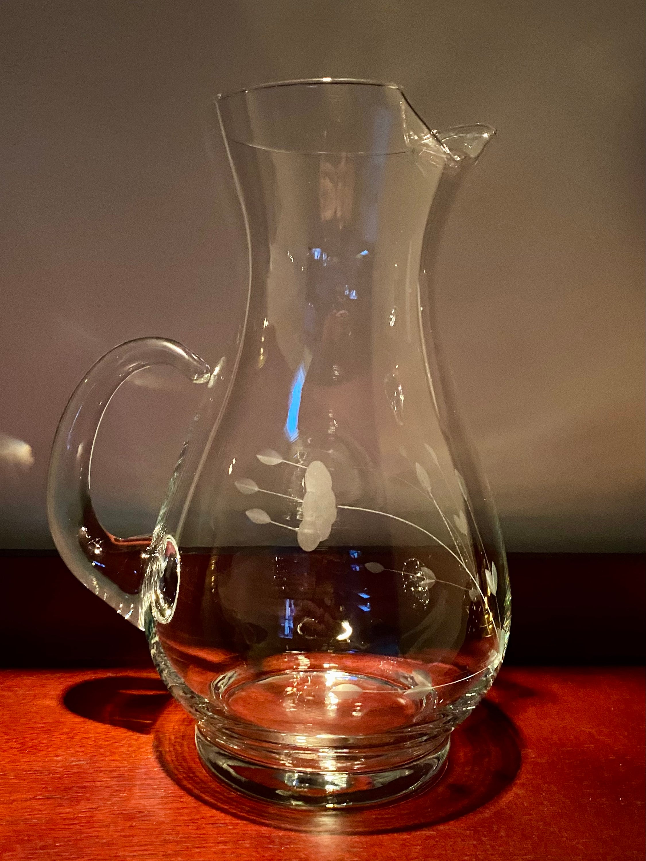 Princess House Heritage Crystal Pitcher, Floral Etched, Handblown, Hand ...