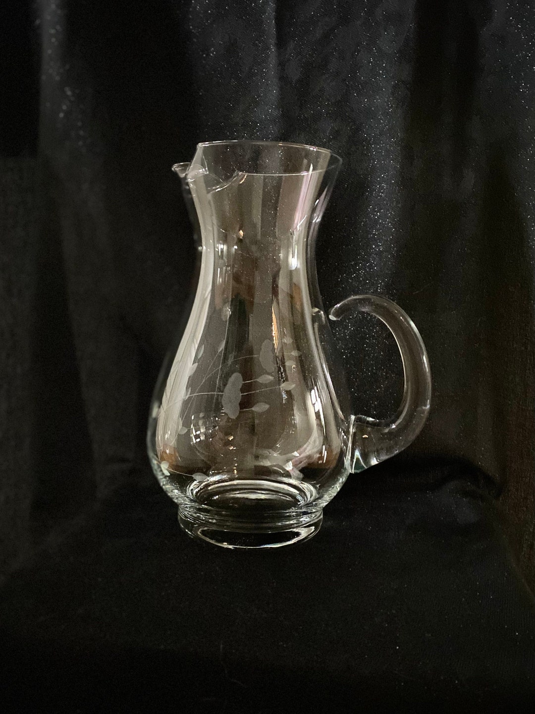 Princess House Heritage Crystal Pitcher, Floral Etched, Handblown, Hand ...