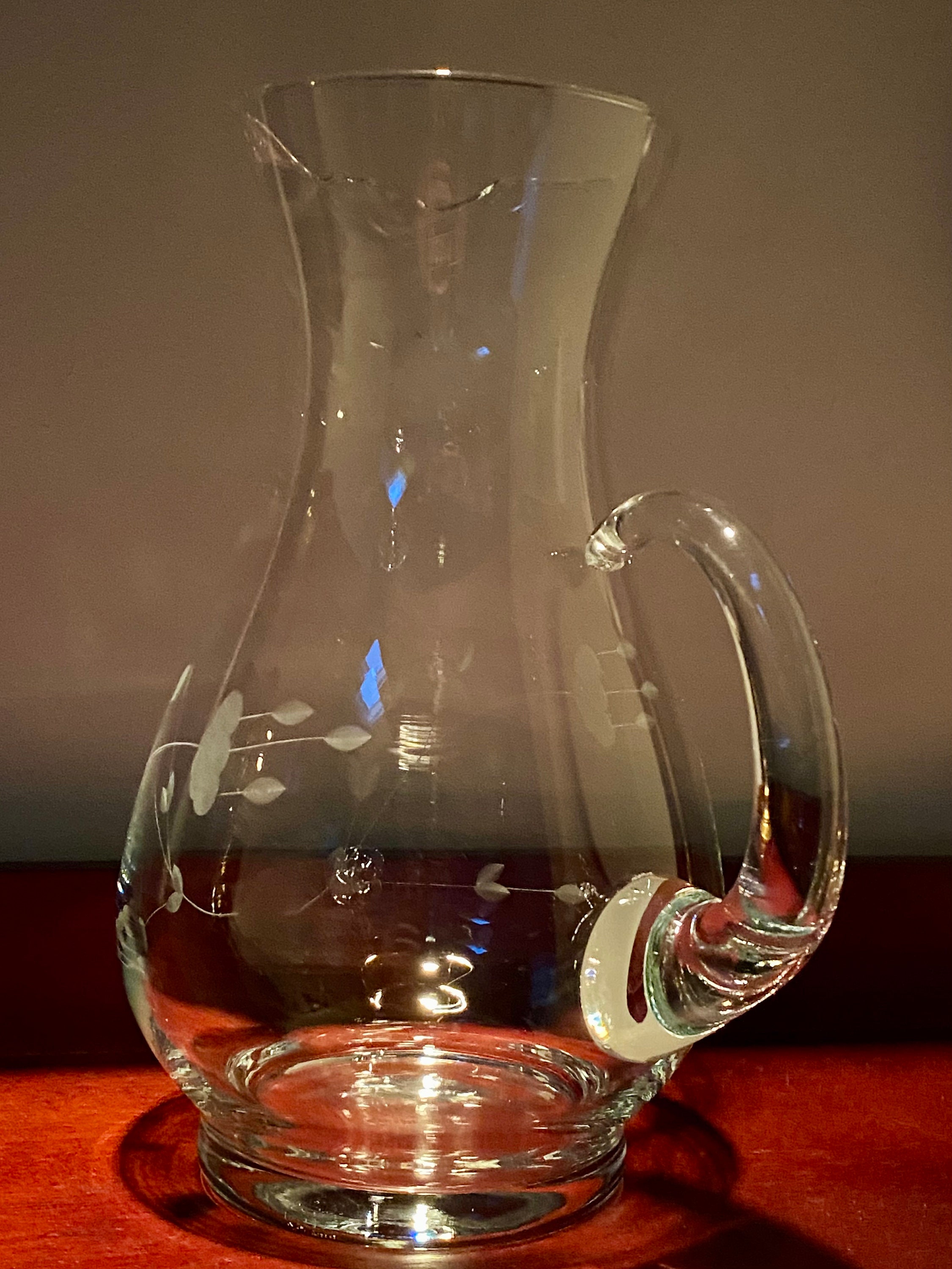 Princess House Heritage Crystal Pitcher, Floral Etched, Handblown, Hand ...