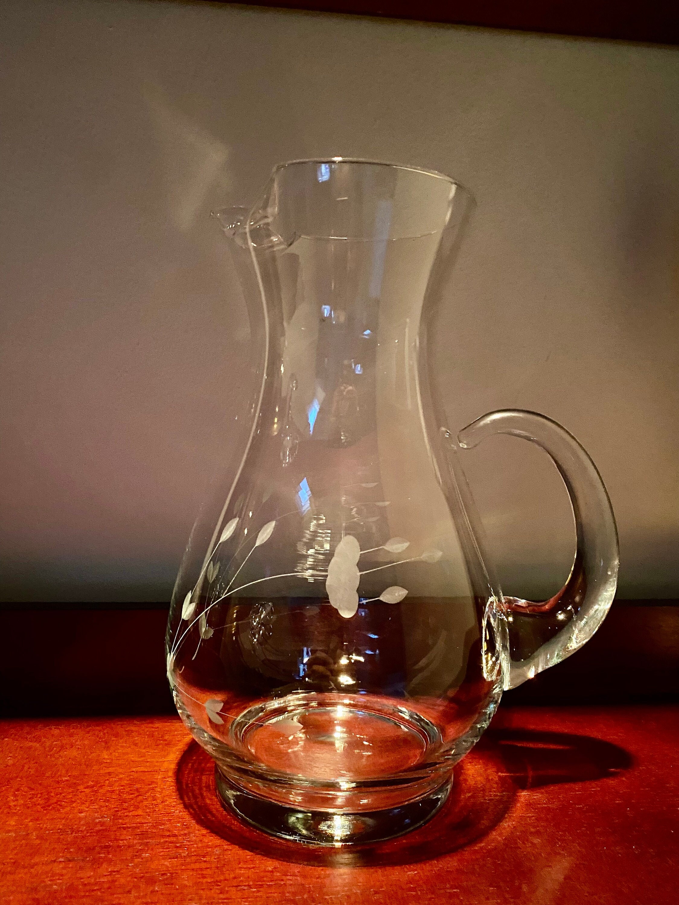 Princess House Heritage Crystal Pitcher, Floral Etched, Handblown, Hand ...