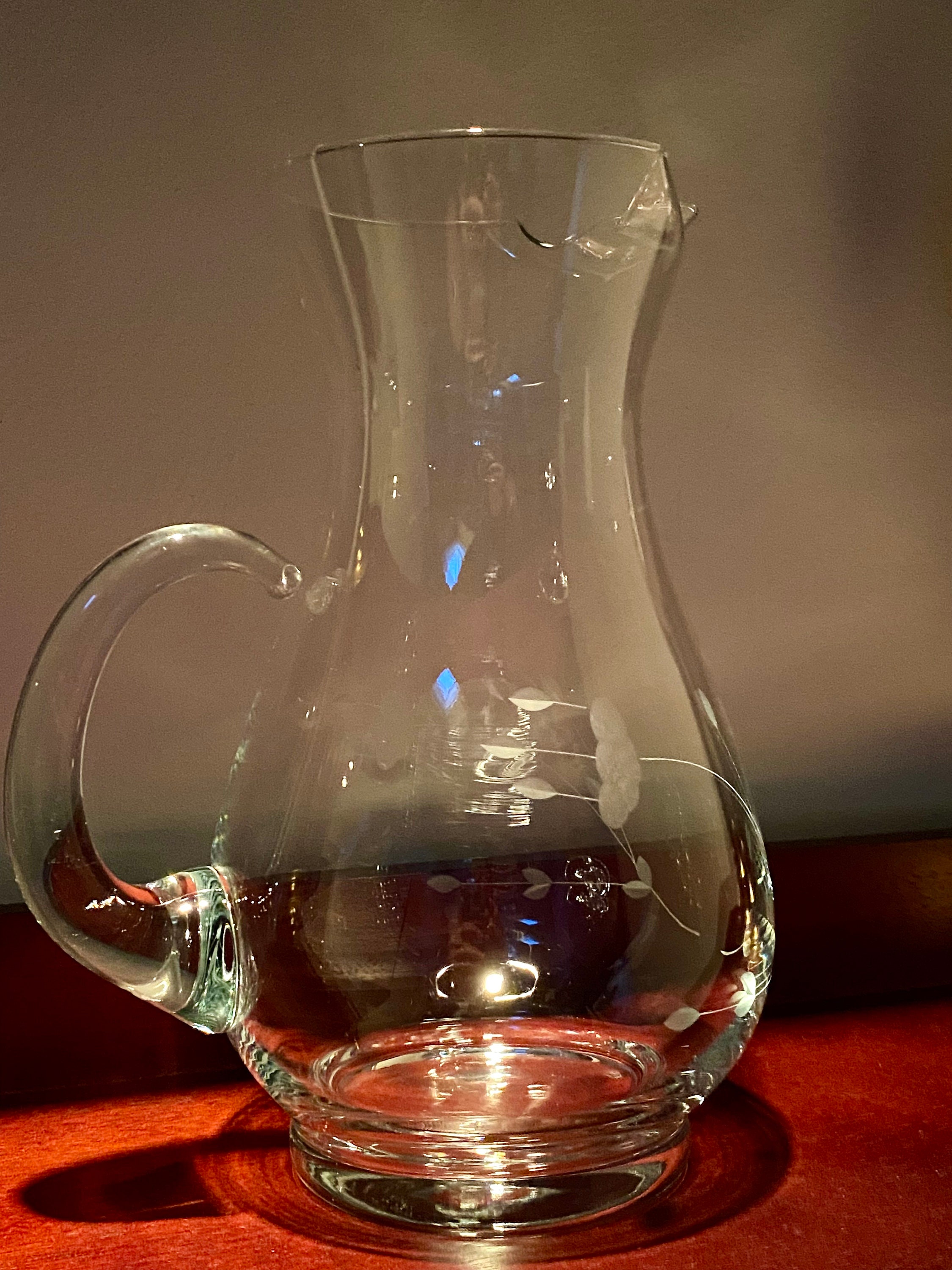 Princess House Heritage Crystal Pitcher, Floral Etched, Handblown, Hand ...
