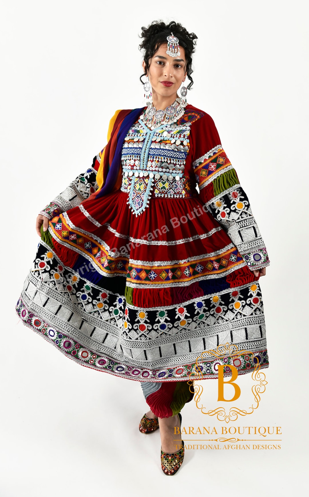 Afghan Clothes Handmade New Bridal Afghan Traditional Dress Multi ...