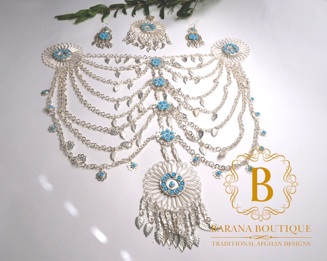 Beautiful Handmade Afghani Jewelry Set Includes Large Necklace ...