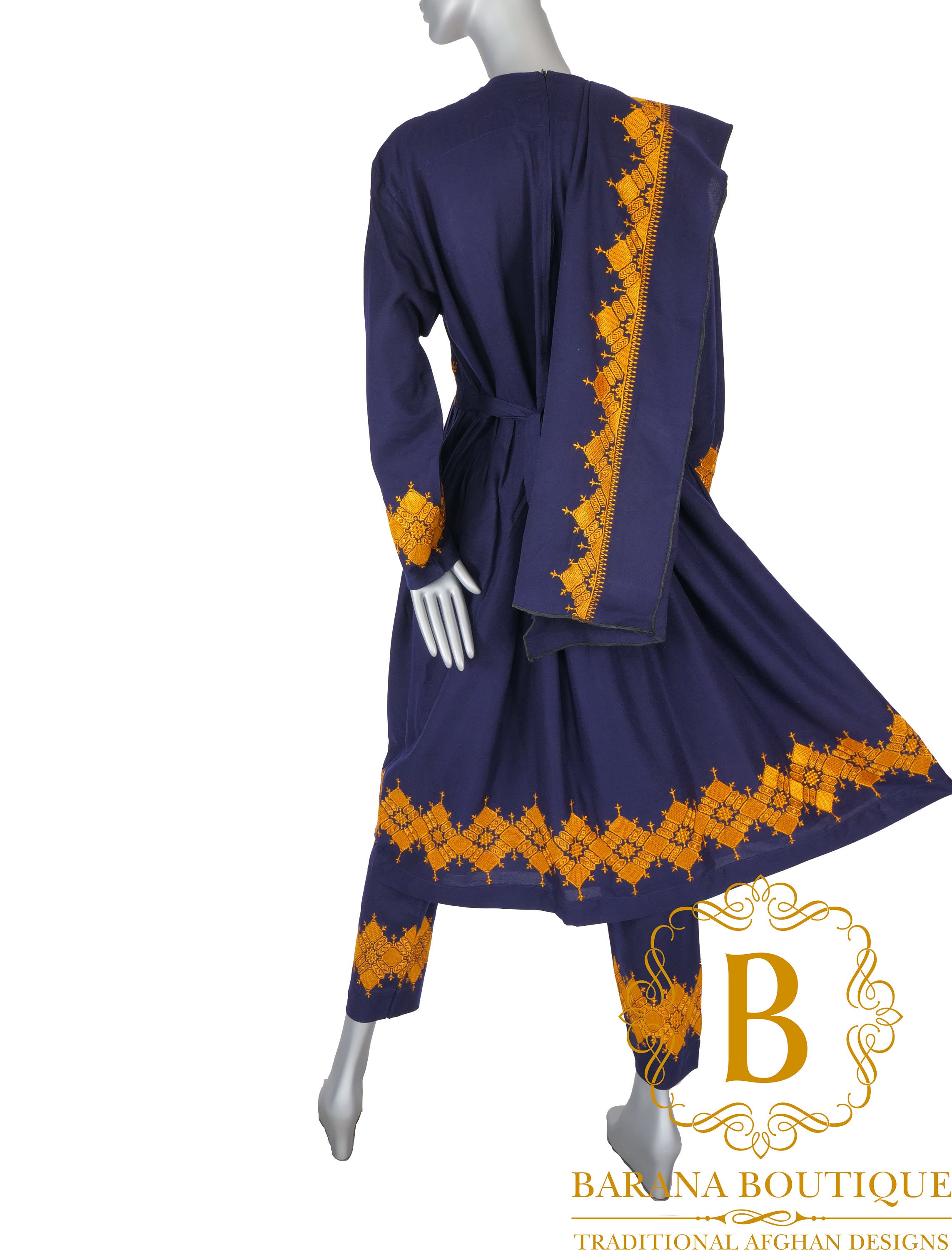 Afghan Cotton Dress – Hazara Embroidery 3pc Modest Outfit | Eid ...