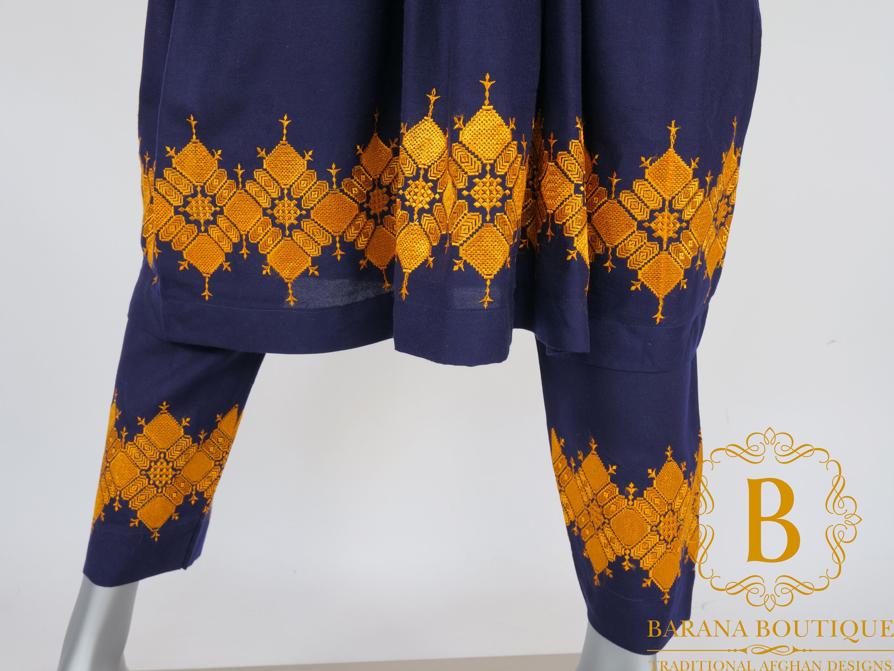 Afghan Cotton Dress – Hazara Embroidery 3pc Modest Outfit | Eid ...