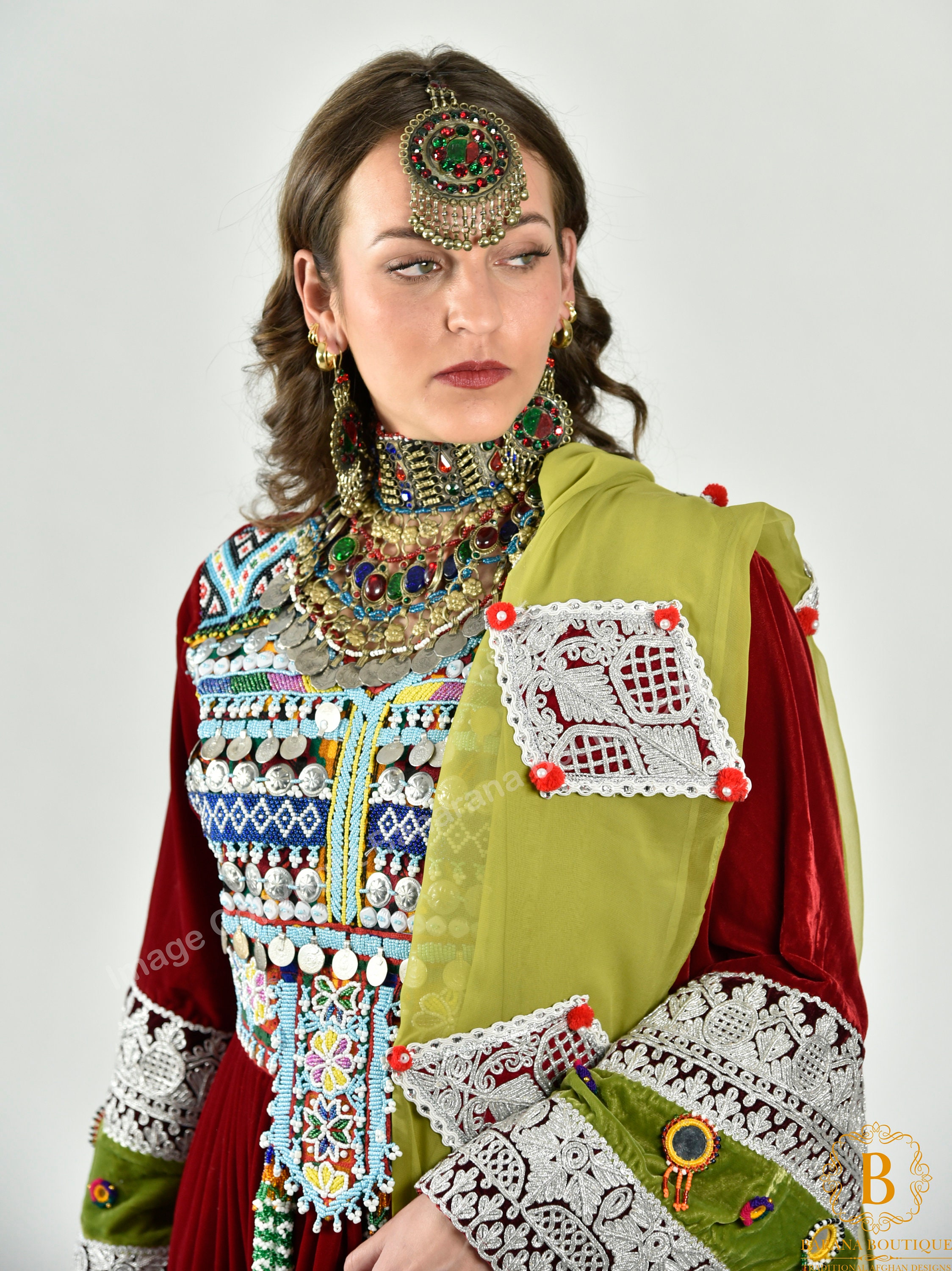 New Afghan Bridal Vintage Style Dress and Vest for Couple, Kuchi Bridal ...