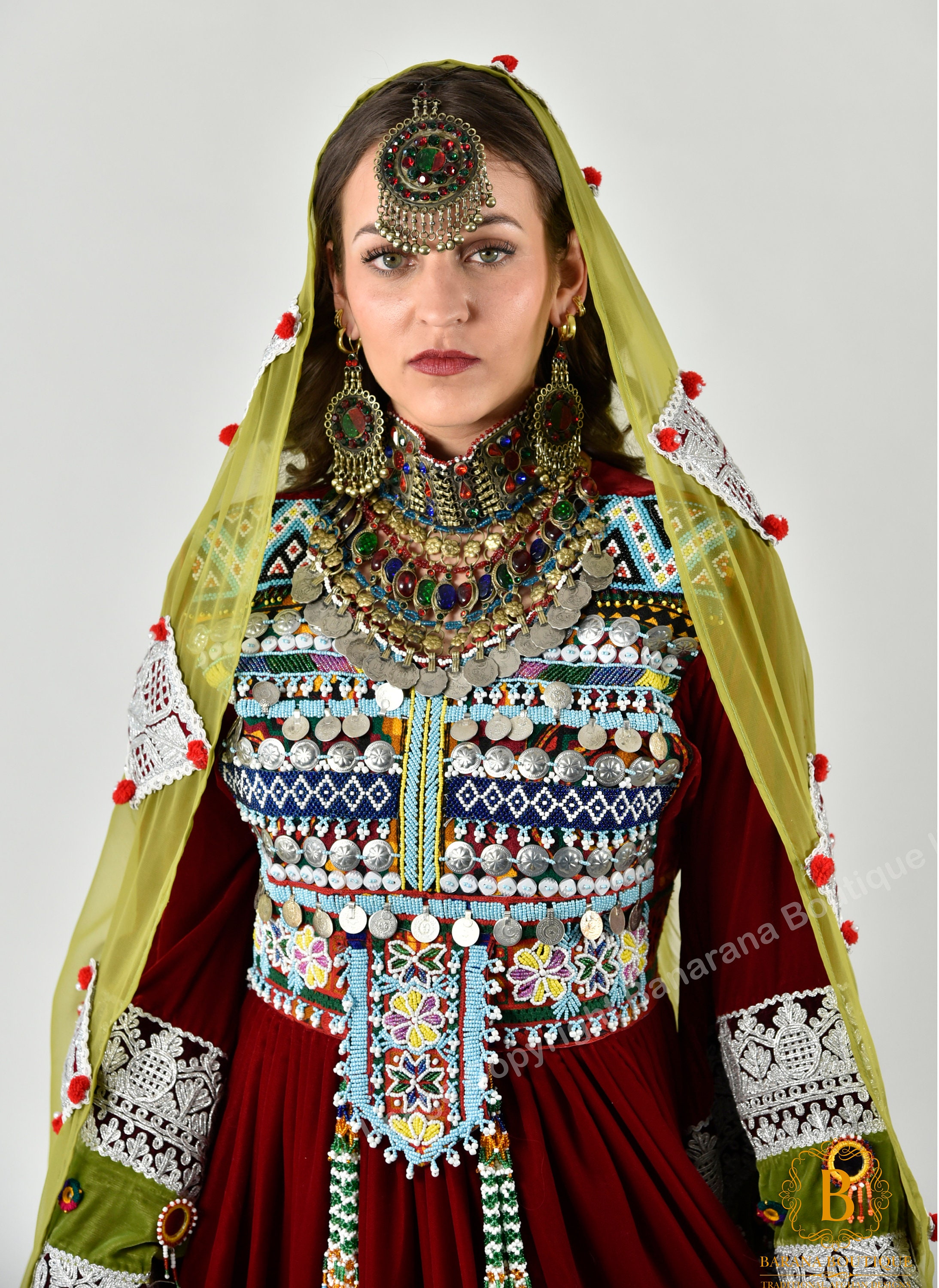 New Afghan Bridal Vintage Style Dress and Vest for Couple, Kuchi Bridal ...