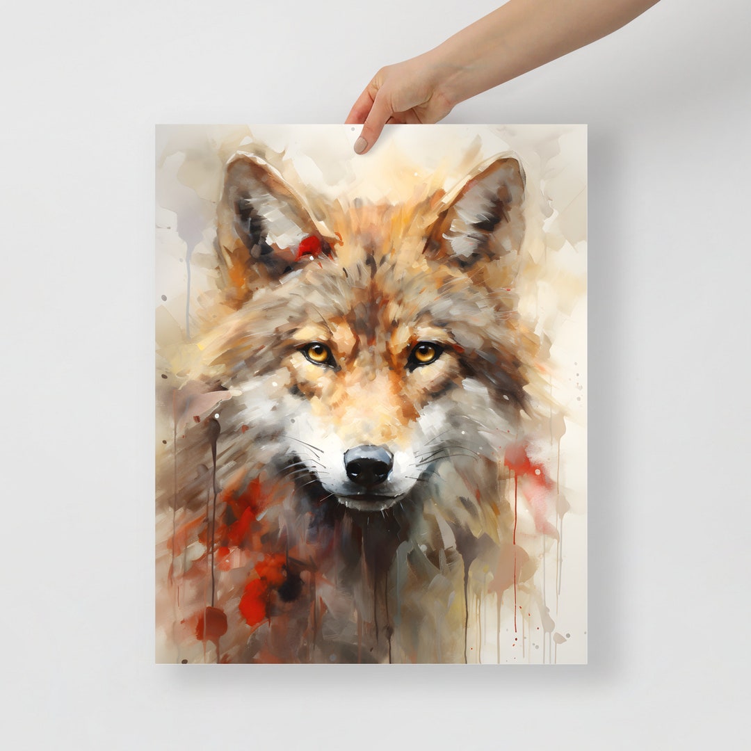Watercolor Wolf Portrait Poster Wildlife Wall Art, Artistic Home Decor ...
