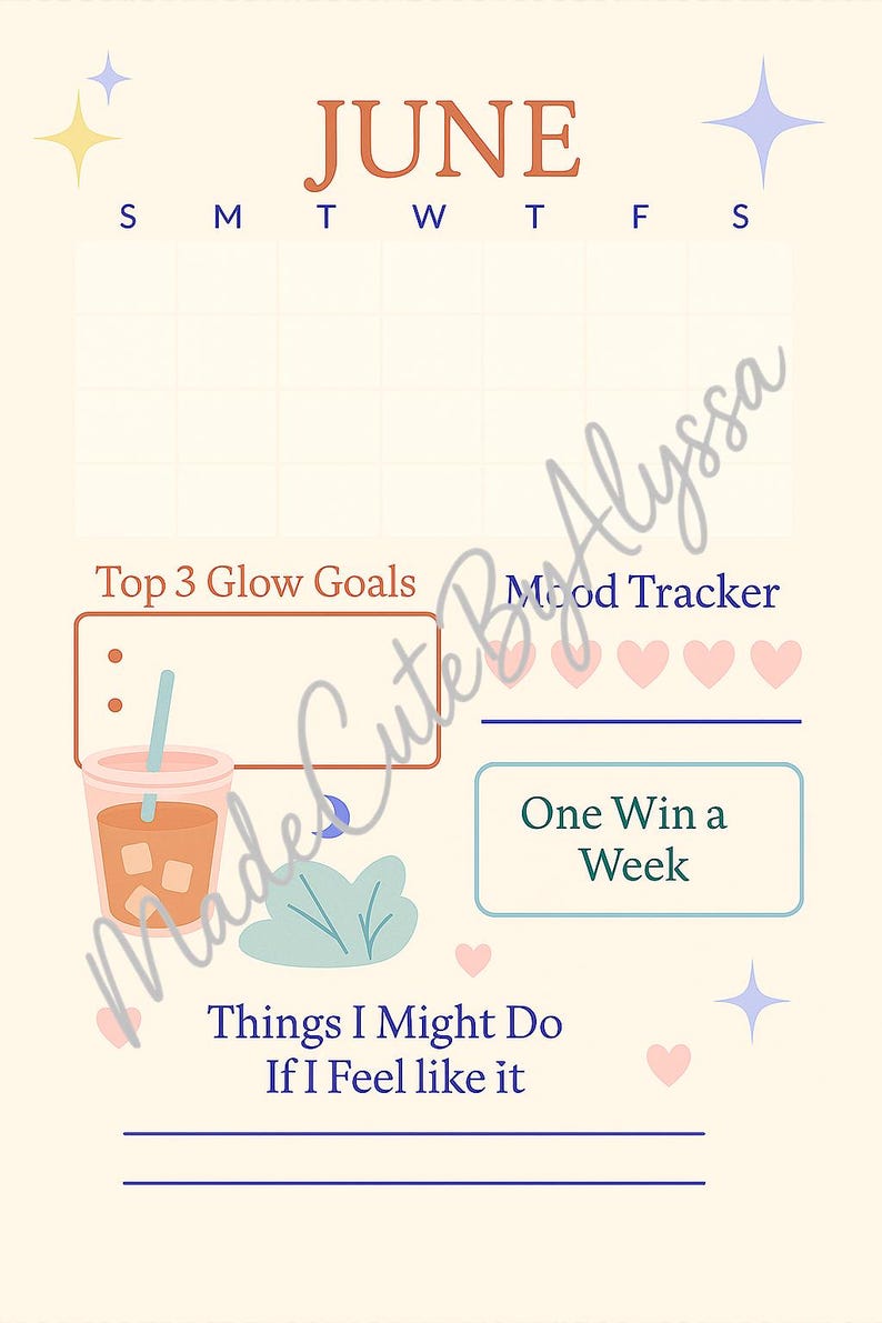 June Digital Planner | Clean Aesthetic Monthly PDF | Undated Calendar ...