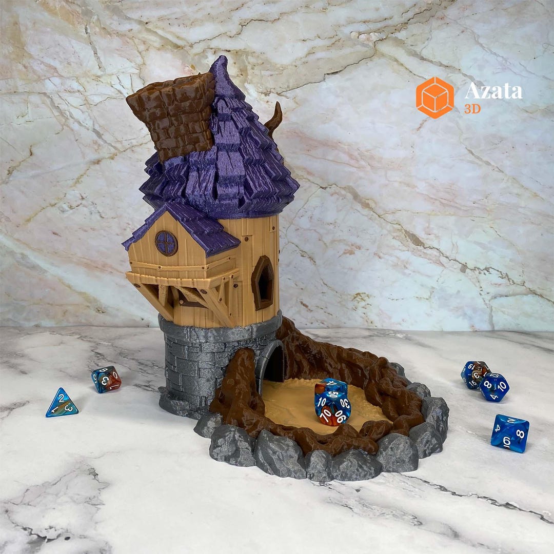 Wizard Dice Tower With FREE DND Dice Set Magical Gaming Tower and Dice ...