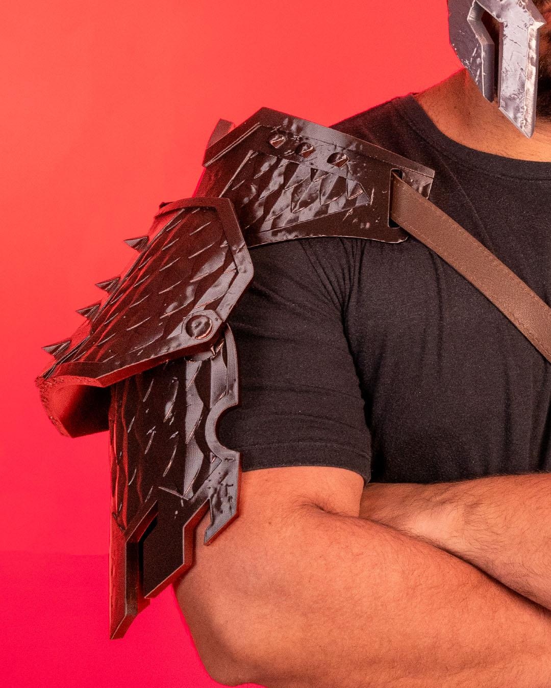 Wyrmbane Shoulder Armor Pad – Battle-ready Fantasy Pauldron With Spiked ...