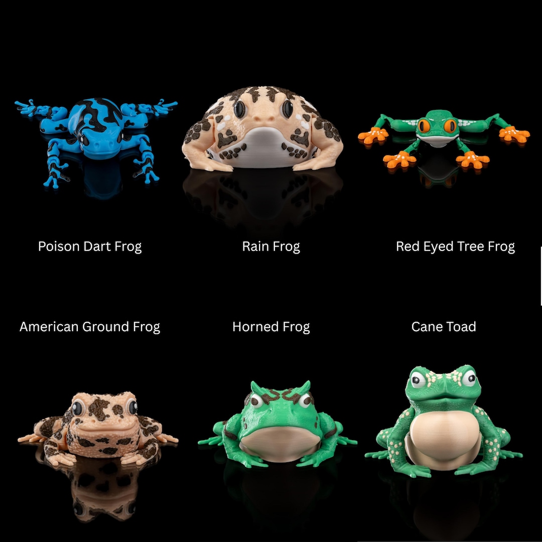 Articulated Poison Frog Figurine - Poseable Toad Toy Bundle, Red Eyed ...