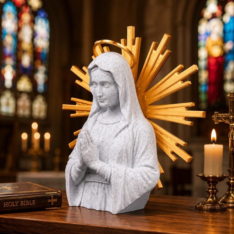 Virgin Mary Statue, Praying Holy Mother Wall Desk Art, Catholic ...