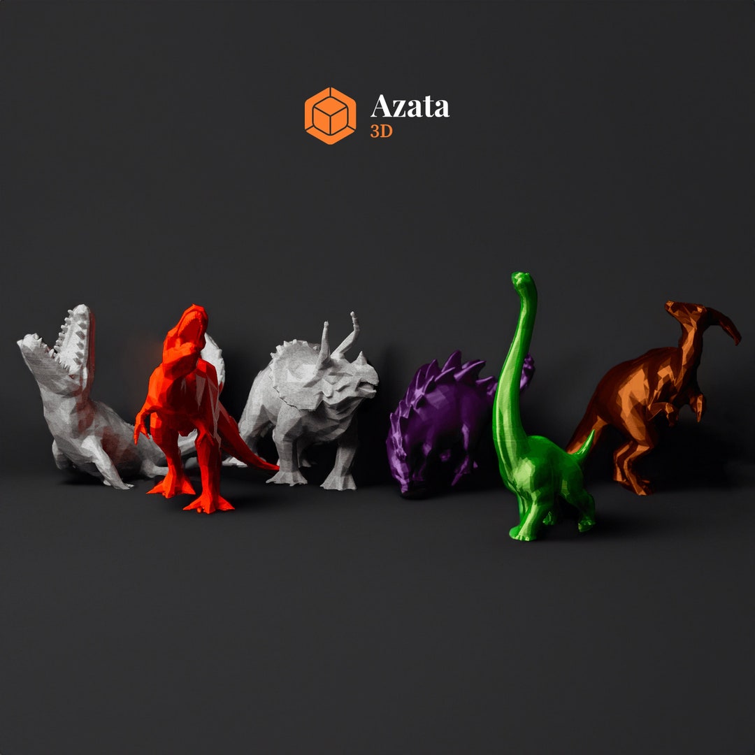 Low Poly Dinosaurs: 3D Printed Historic Dinosaur Package for Dino Lovers, T-rex, Brachiossaurus ...