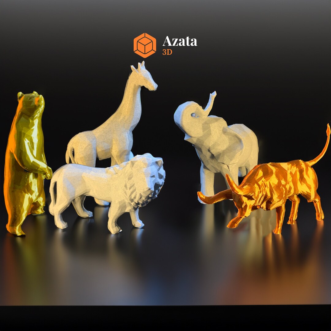 Low Poly Animals: 3D Printed Low Poly Zoo Animals Package for - Etsy