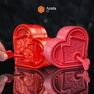 Geared Heart Box: 3D Print Lockable Storage, Small Under Bed Cute ...
