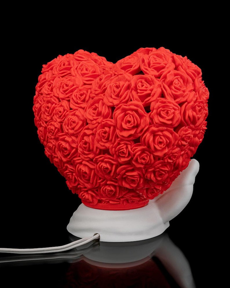 Rose Heart Table Lamp Night Light 3D Printed Romantic Bedroom Decor ...