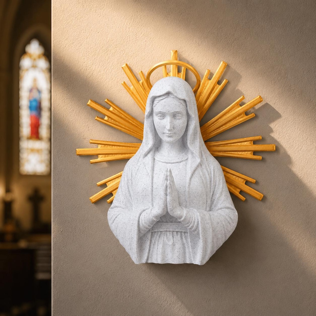 Virgin Mary Statue, Praying Holy Mother Wall Desk Art, Catholic ...