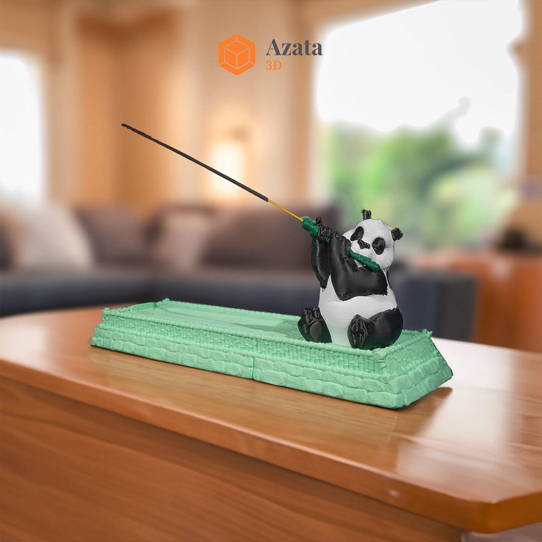 The Panda Flutist Incense Holder Cute Panda Bear With Bamboo Decor - Etsy