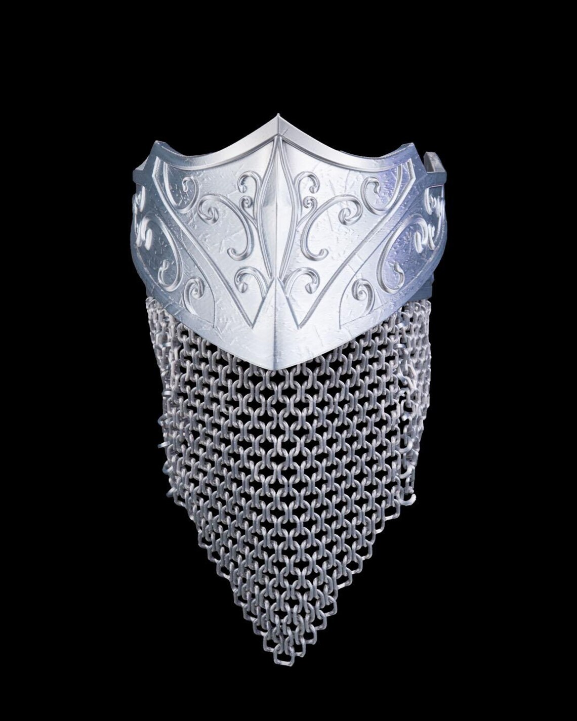 Enchanted Crown of the Umbral Ruler – Regal Headpiece With Ornamental Filigree and Chainmail ...