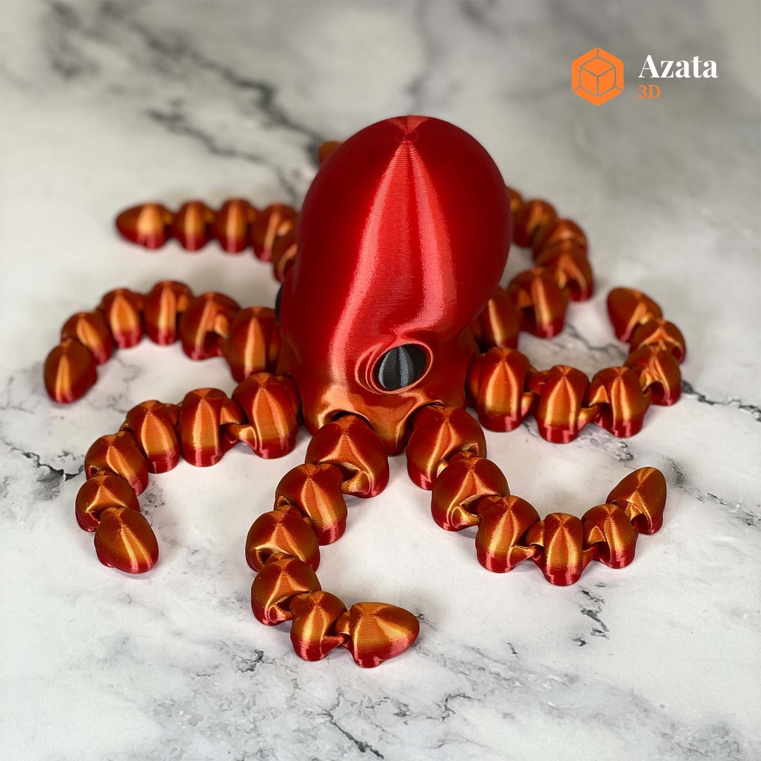 Articulated Octopus | 3D Fidget Animal Toy | Spinning Tentacles | Desk ...