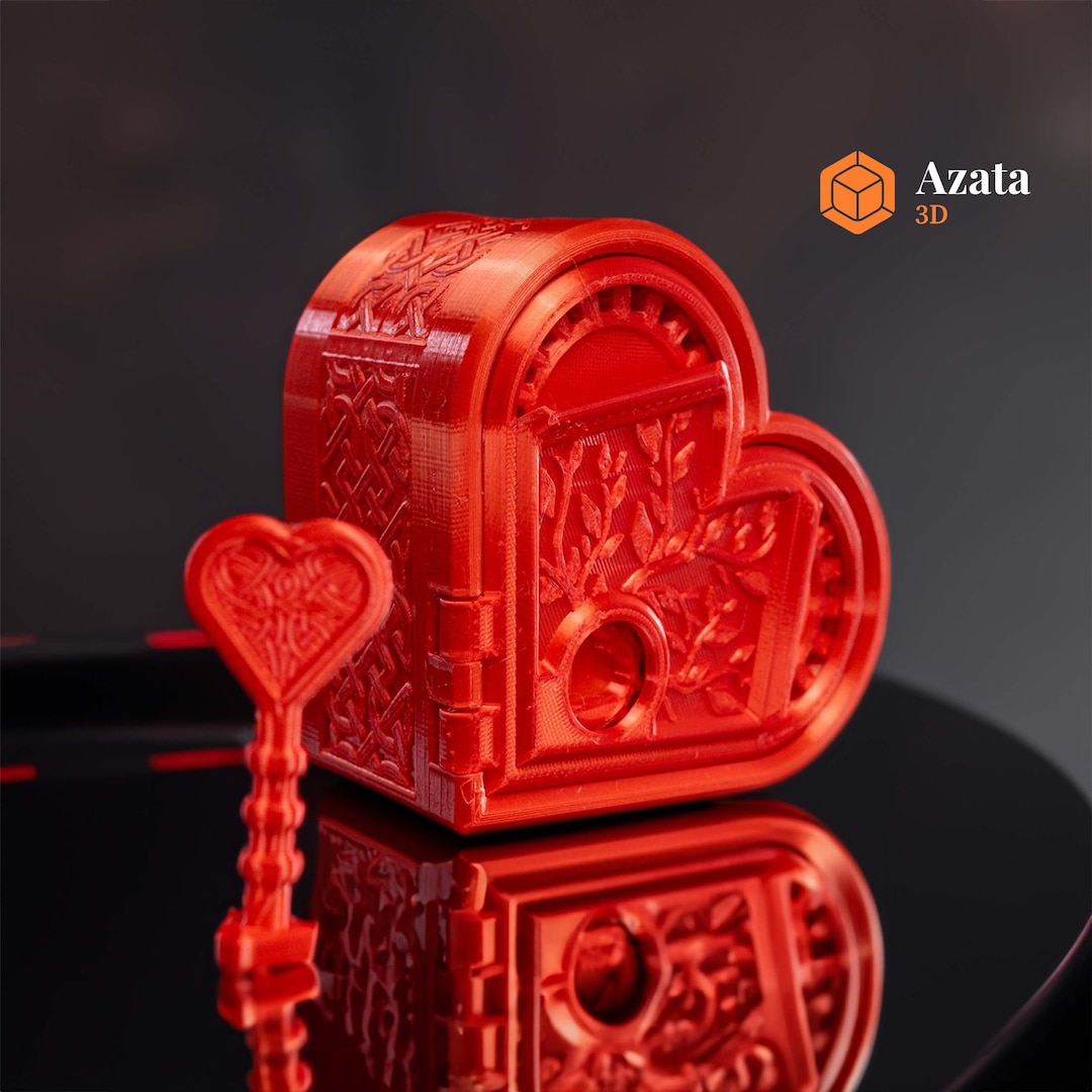 Geared Heart Box: 3D Print Lockable Storage, Small Under Bed Cute ...