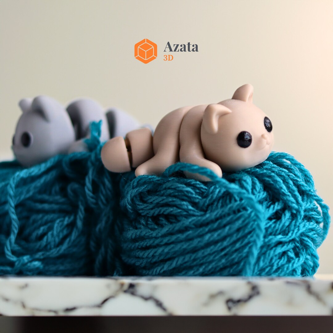 Baby Cat Keychain: 3D Print Cute Animal Keychain, Couples Keychain ...