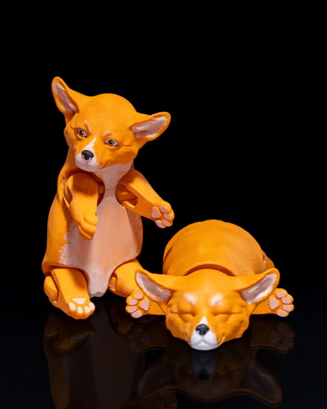 Articulated Pembroke Welsh Corgi Dog With [2 Faces: Sleep & Awake ...