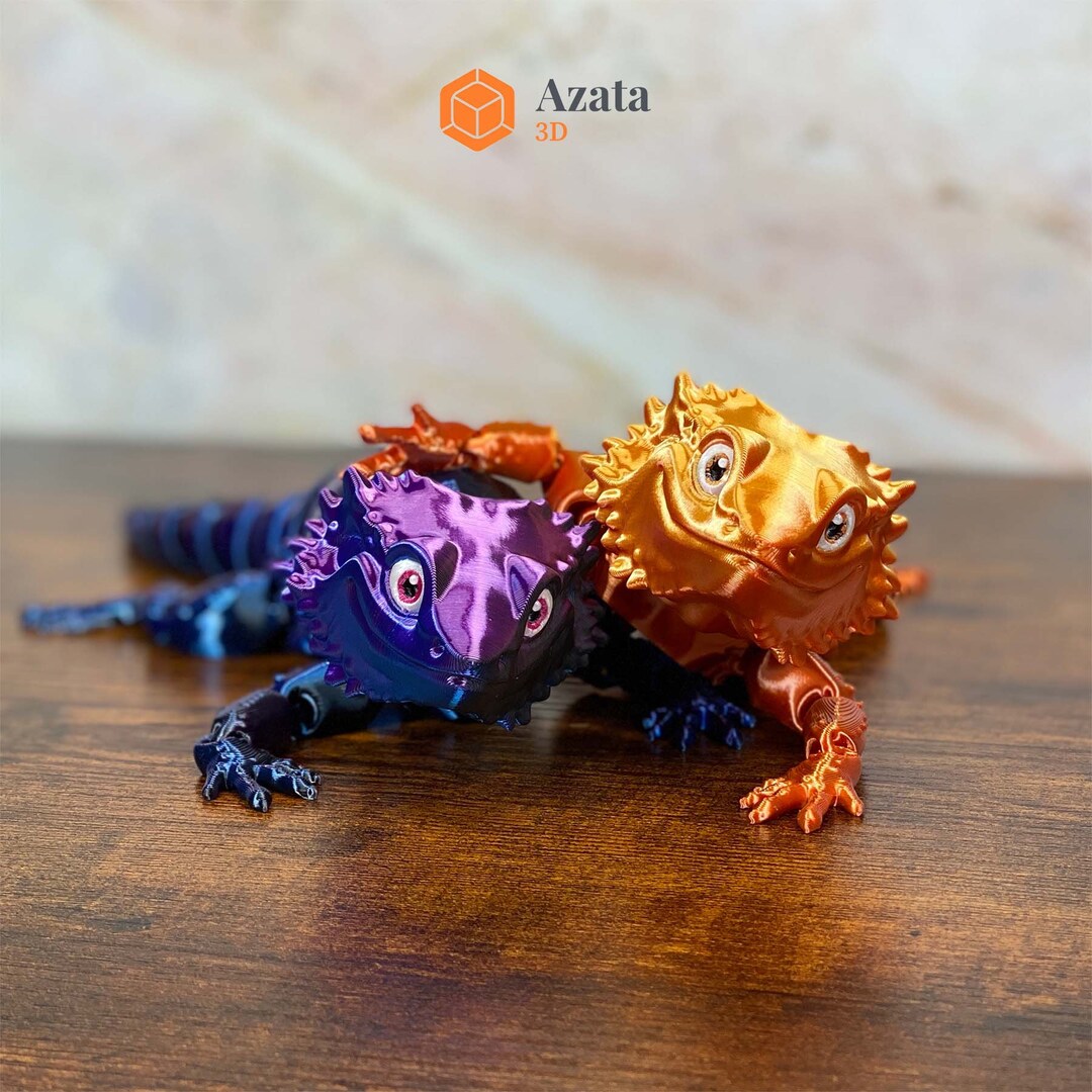 Bearded Dragon Articulated Reptile Toy Lizard Toy Fidget Stress Crystal ...