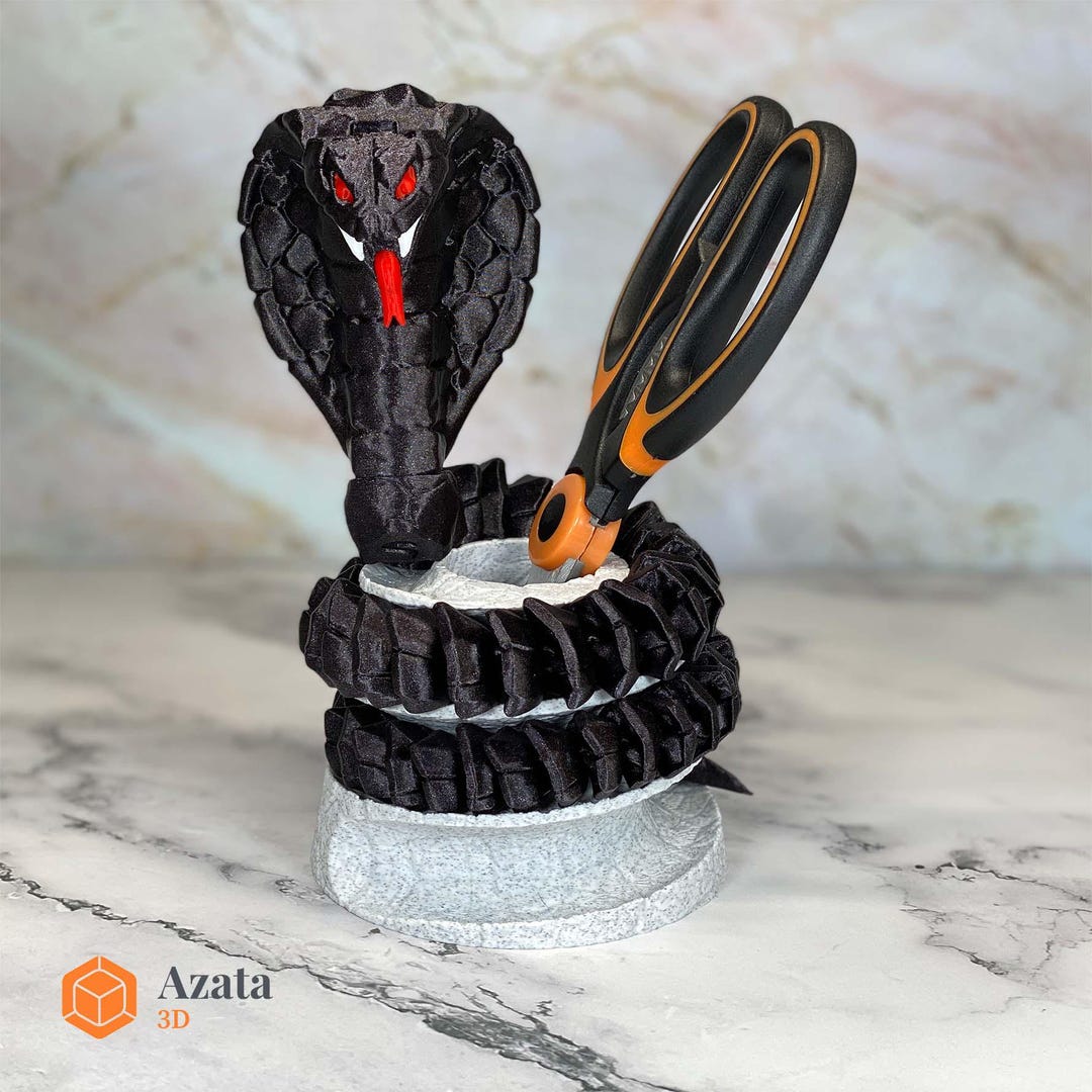 Articulated Cobra Snake + Pen Holder Option | King Cobra Snake Toy ...