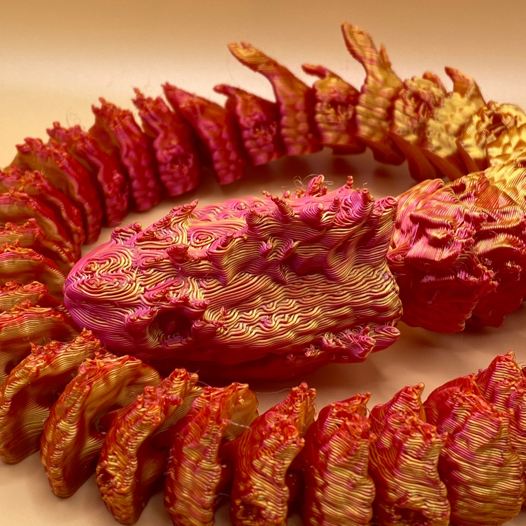 Boitatá Fire Dragon Snake 3D Impresso Brinquedo Sensorial Articulado ...