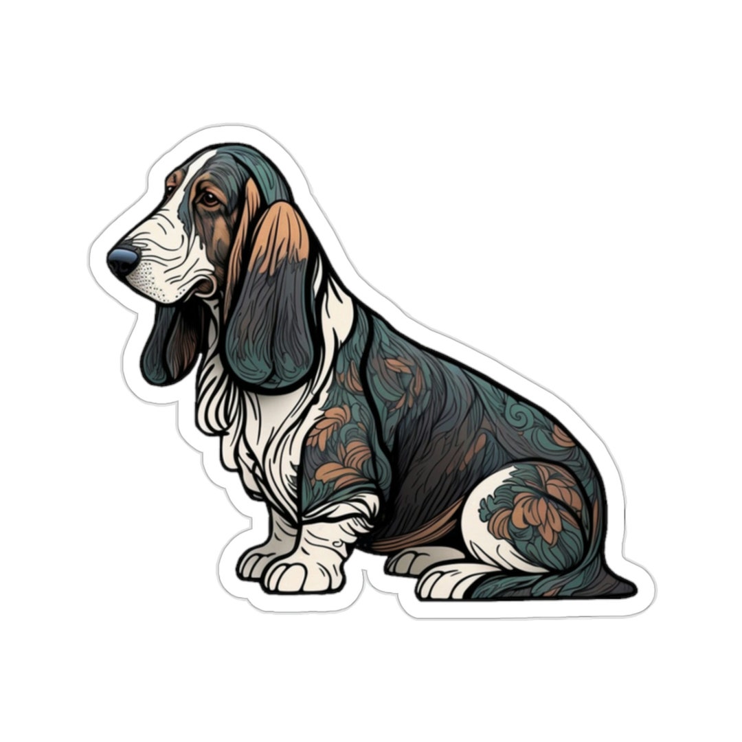 Basset Hound Cute Dog Sticker Artistic Style Dog Stickers - Etsy
