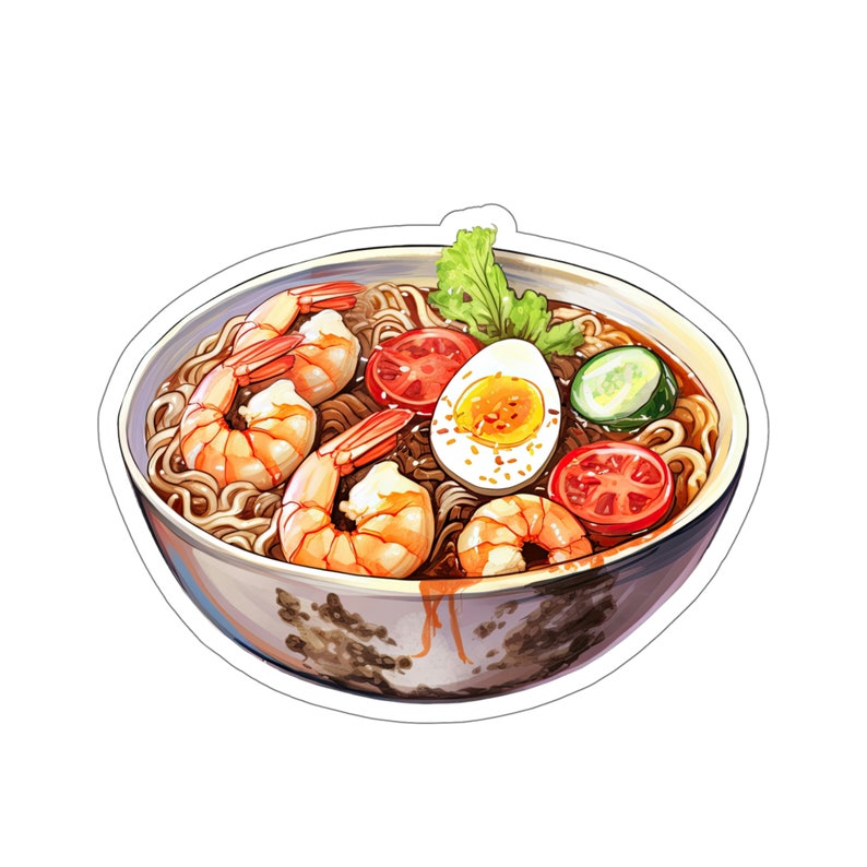 Shrimp Ramen Sticker Noodle Sticker Asian Food Sticker - Etsy