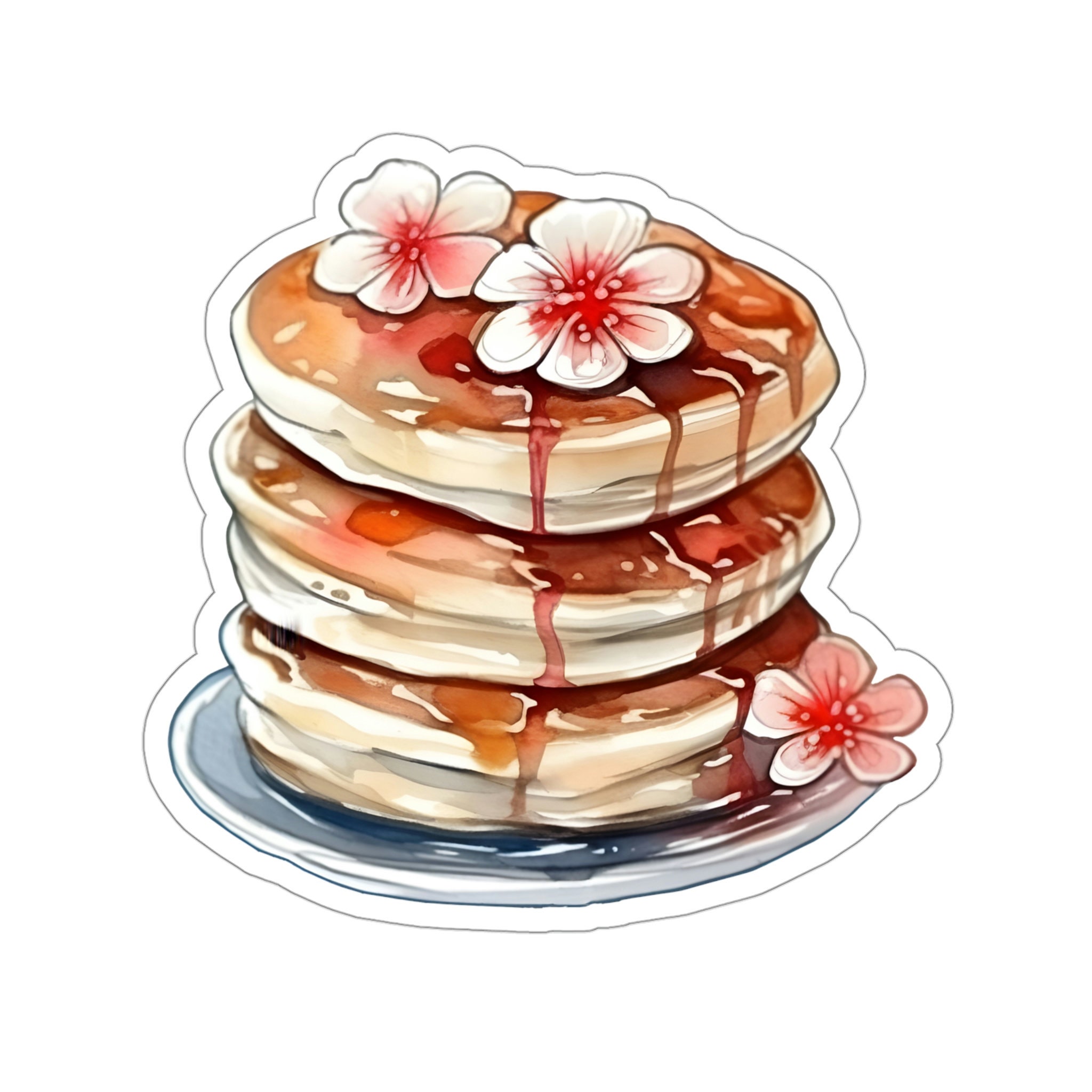 Pancake Sticker Floral Pancake Sticker Food Sticker - Etsy