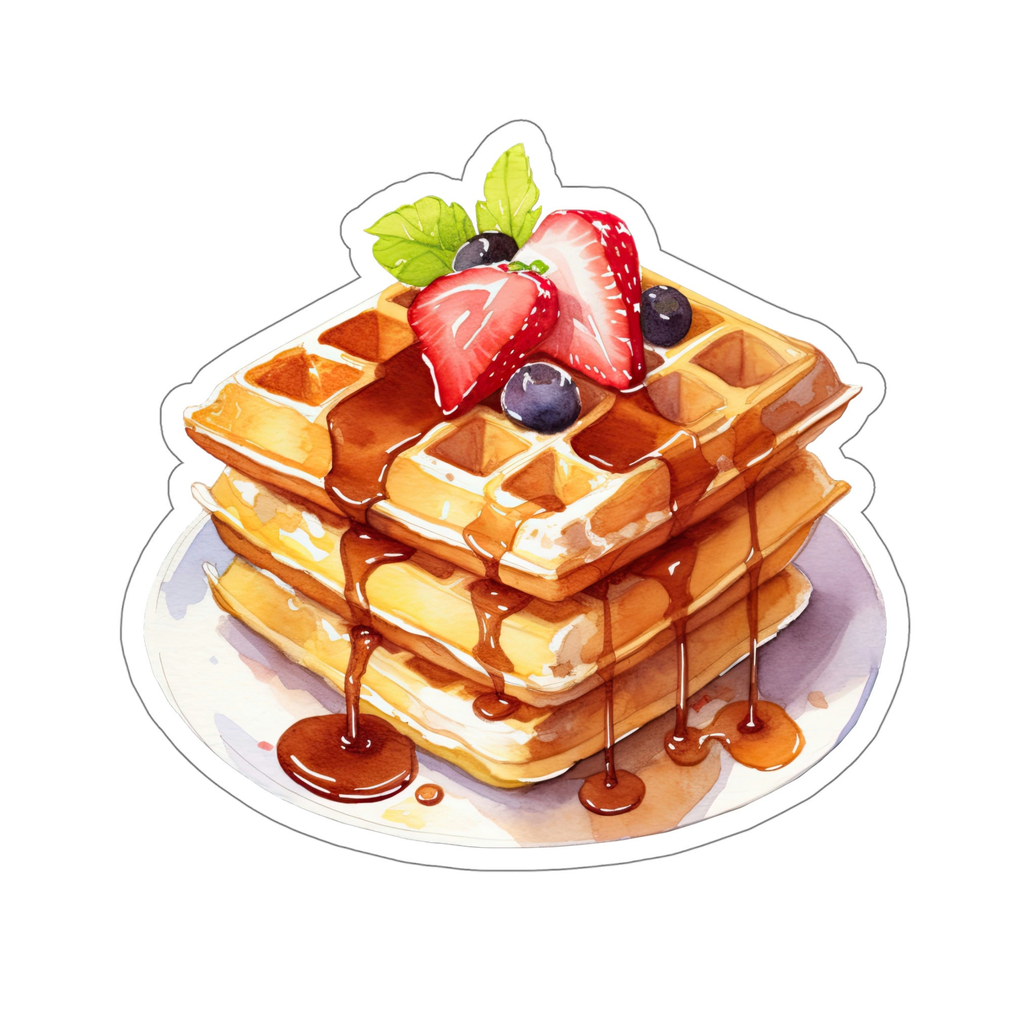 Waffle Sticker, Fruit Waffle Sticker, Food Sticker, Breakfast Sticker ...