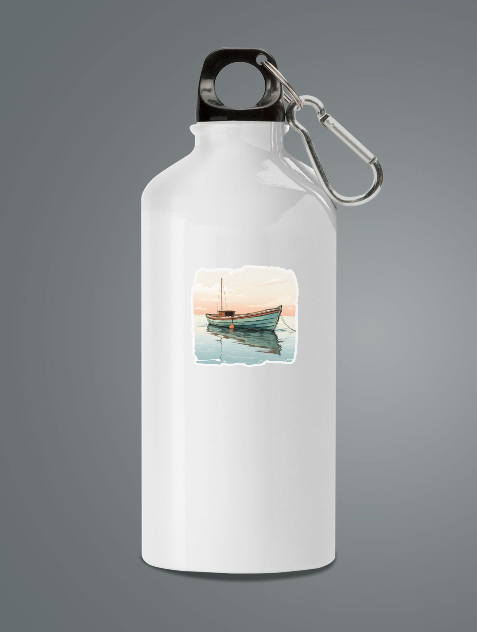 Rowboat on Lake Sticker, Watercolor Boat Sticker, Boat at Sunset ...