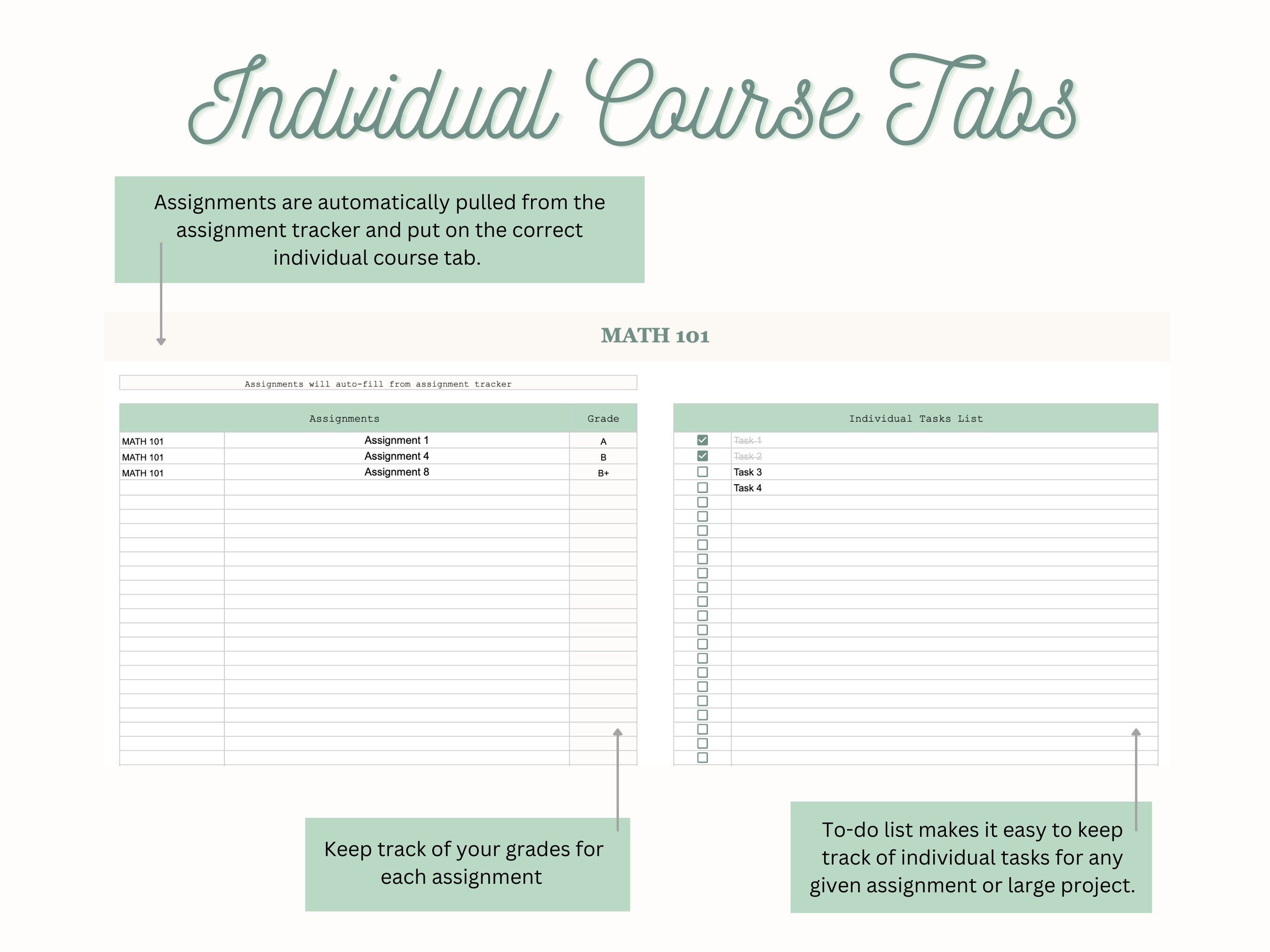 Assignment Tracker for Google Sheets, Student Planner, Academic Planner ...