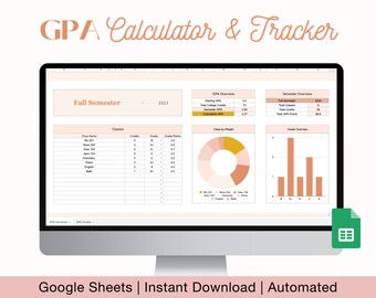 GPA Calculator for Google Sheets, Grade Tracker, Academic Planner ...