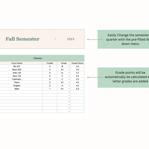 GPA Calculator for Google Sheets, Grade Tracker, Academic Planner ...