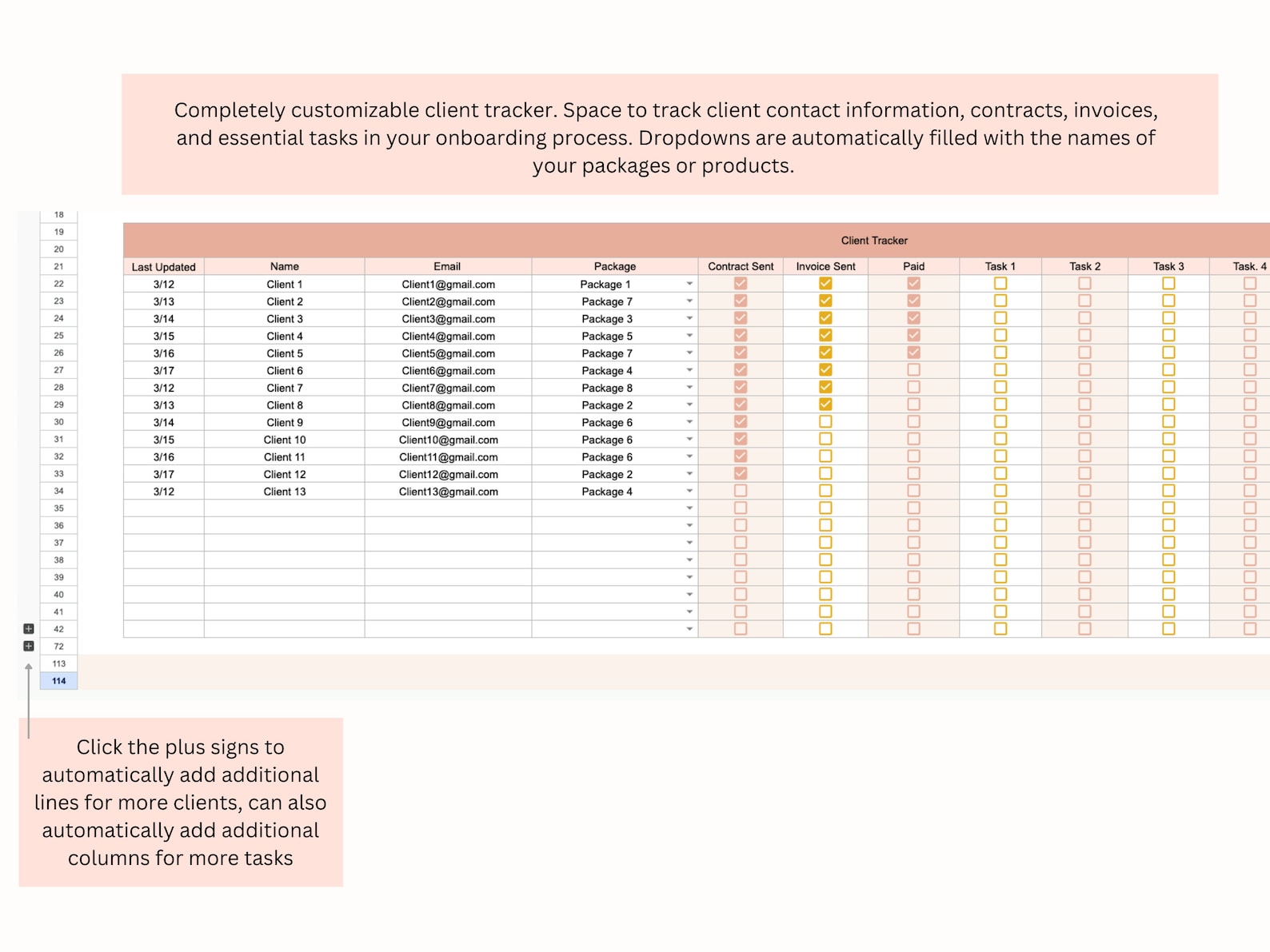 Client Onboarding Spreadsheet for Google Sheets Client - Etsy
