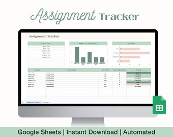 Assignment Tracker for Google Sheets, Student Planner, Academic Planner ...