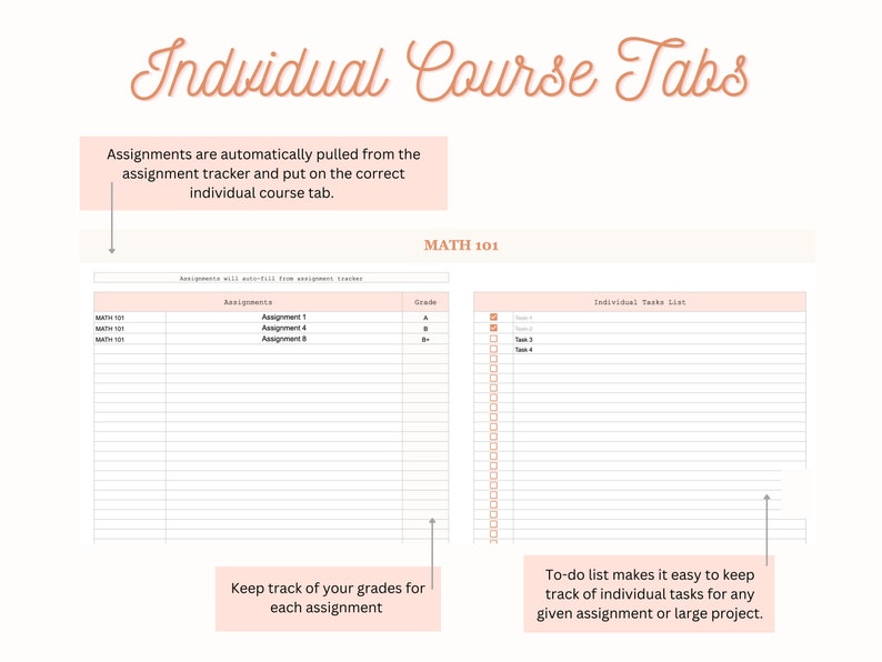 Assignment Tracker for Google Sheets, Student Planner, Academic Planner ...