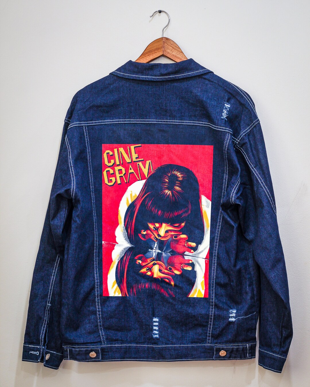 Pulp Fiction Men Denim Jacket Taxi Driver Jacket - Etsy