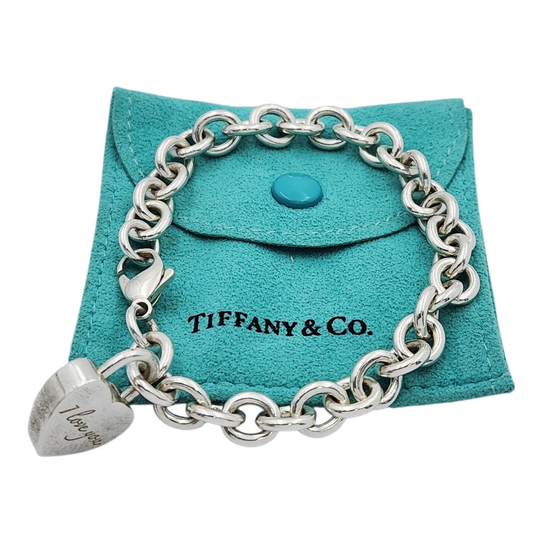 Tiffany & Co. Sterling Silver I Love You Heart Charm With Rolo Link 7 ...